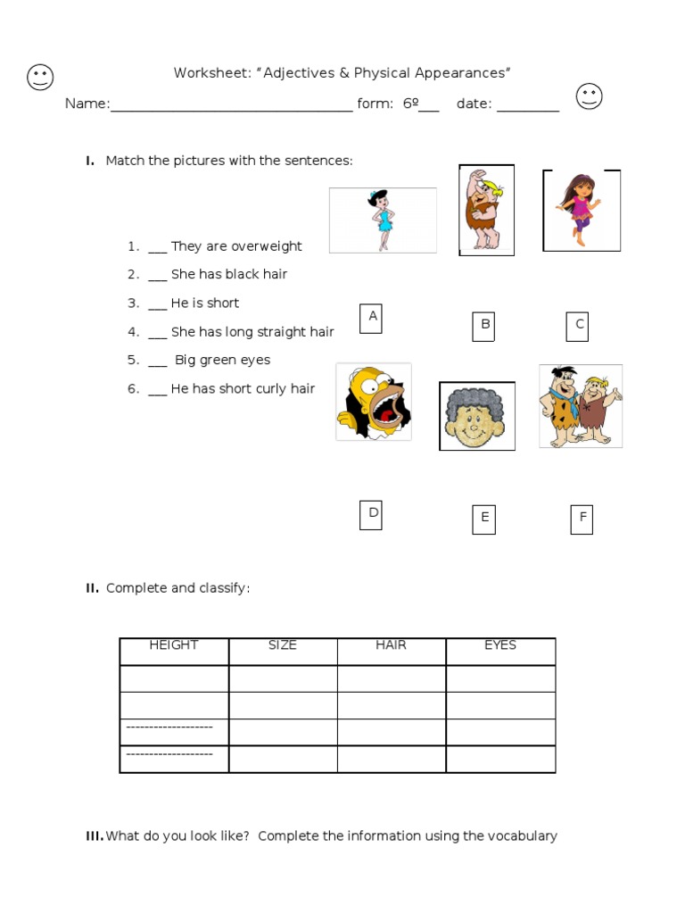 Physical Appearance Worksheet | PDF