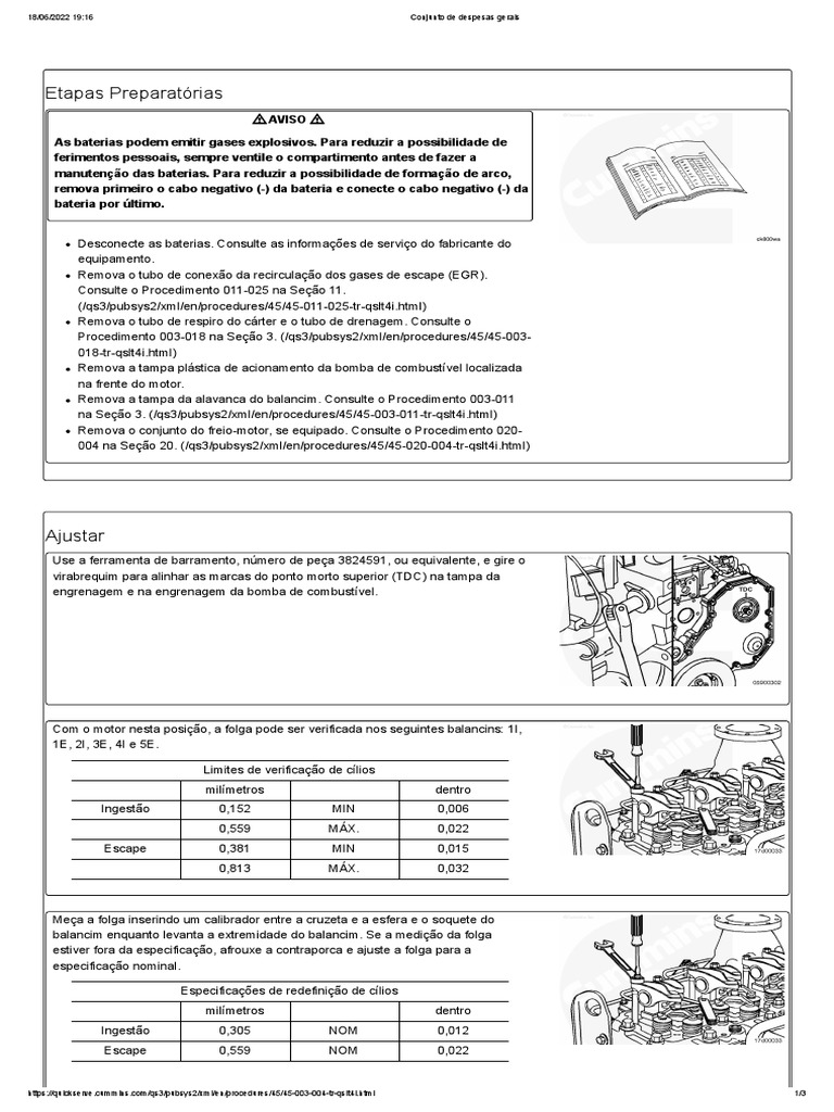 Regulagem Válvula Sennebog 840 | PDF | Motores | Peças de veículos