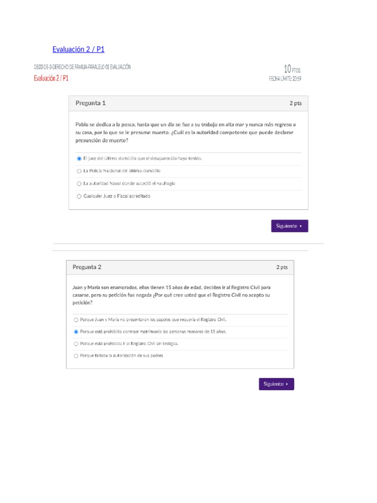 Evaluación 2 P1 DERECHO DE FAMILIA | PDF