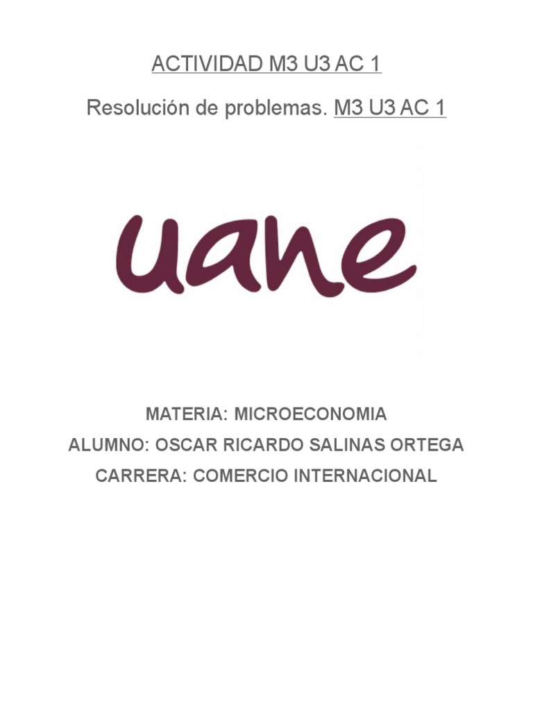 Resolución de Problemas. M3 U3 AC1 | PDF | Economias | Microeconomía