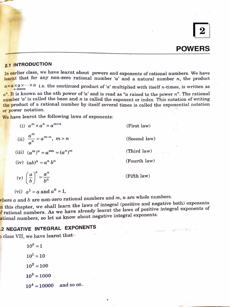 RD 8 Chap 2 Powers | PDF | Division (Mathematics) | Exponentiation