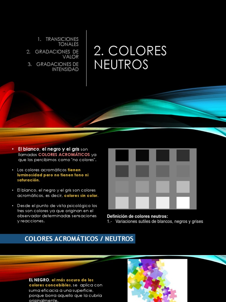 Escalas de colores neutros y acromáticos (negro, blanco y gris | PDF ...
