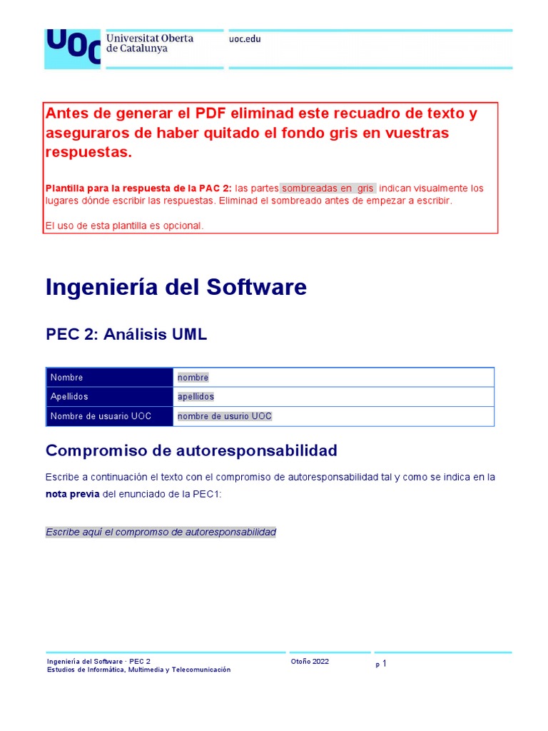 Is PEC2 PlantillaSolucion 2 | PDF | Informática