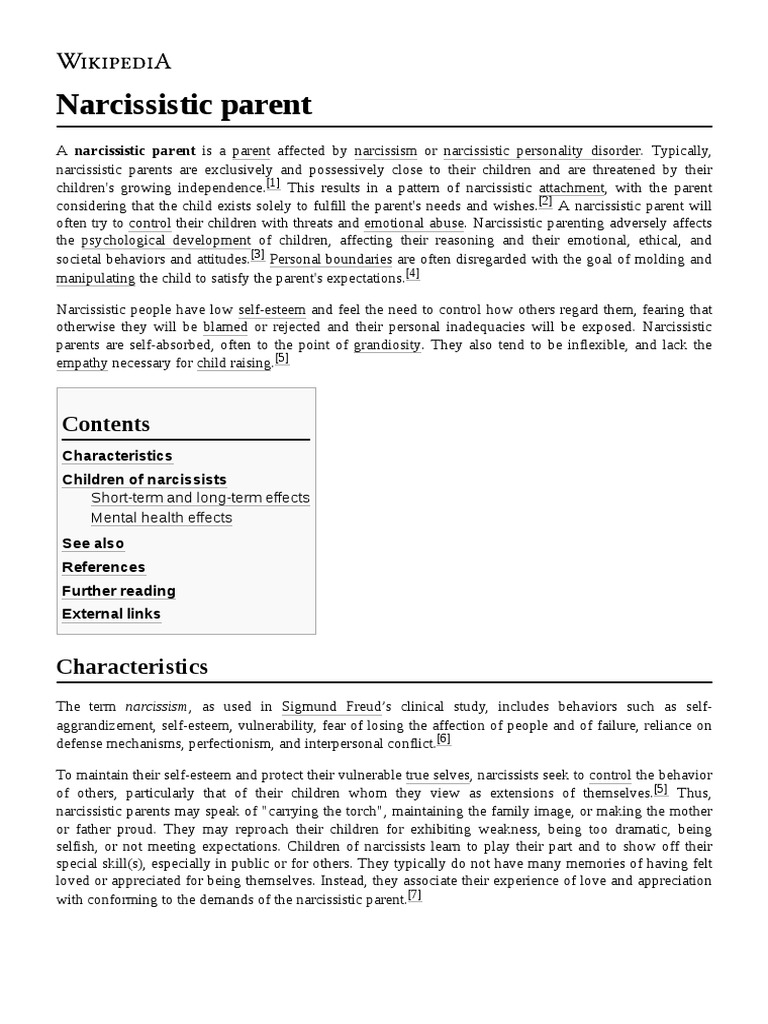 Narcissistic Parent | PDF | Narcissism | Psychological Concepts