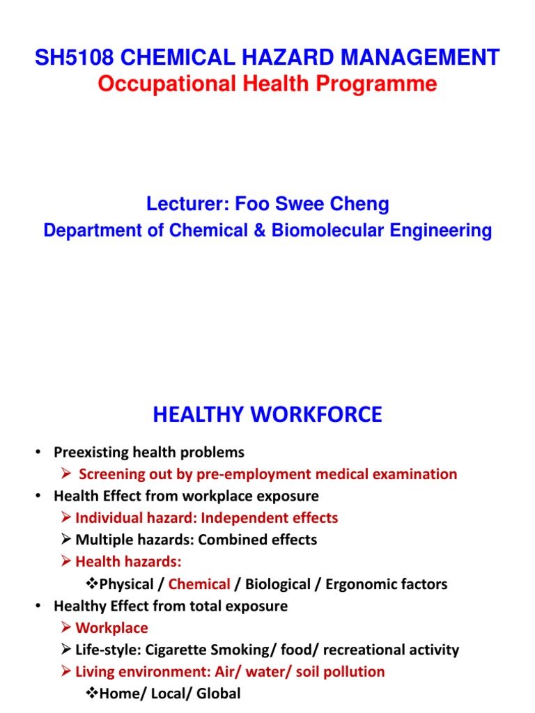 Chemical Hazard Management Overview | PDF | Occupational Safety And ...