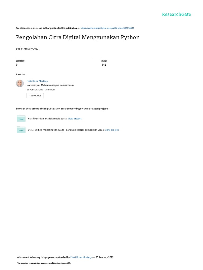 Pengolahan Citra Digital Menggunakan Python: January 2022 | PDF