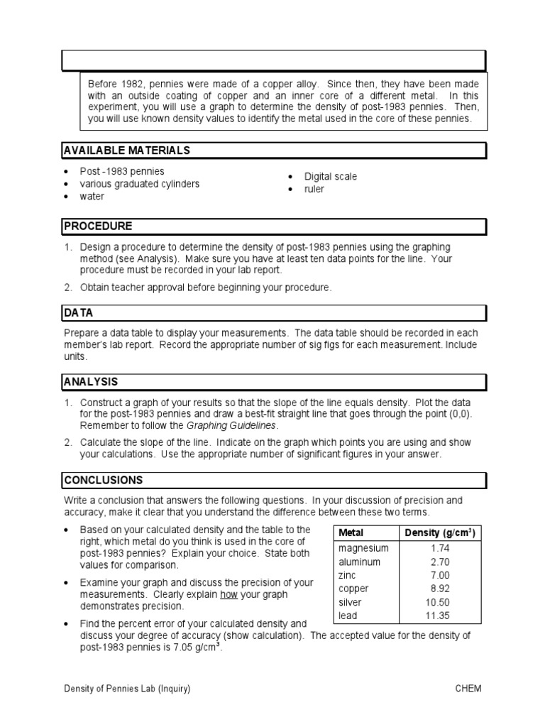DENSITY - OF - PENNIES - LAB Goozh | PDF | Significant Figures | Density