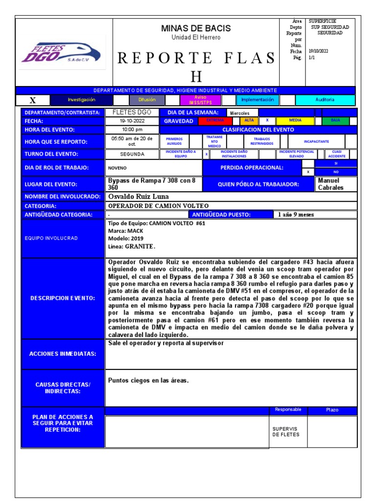 Formato Flash Incidente Osvaldo Ruiz | PDF