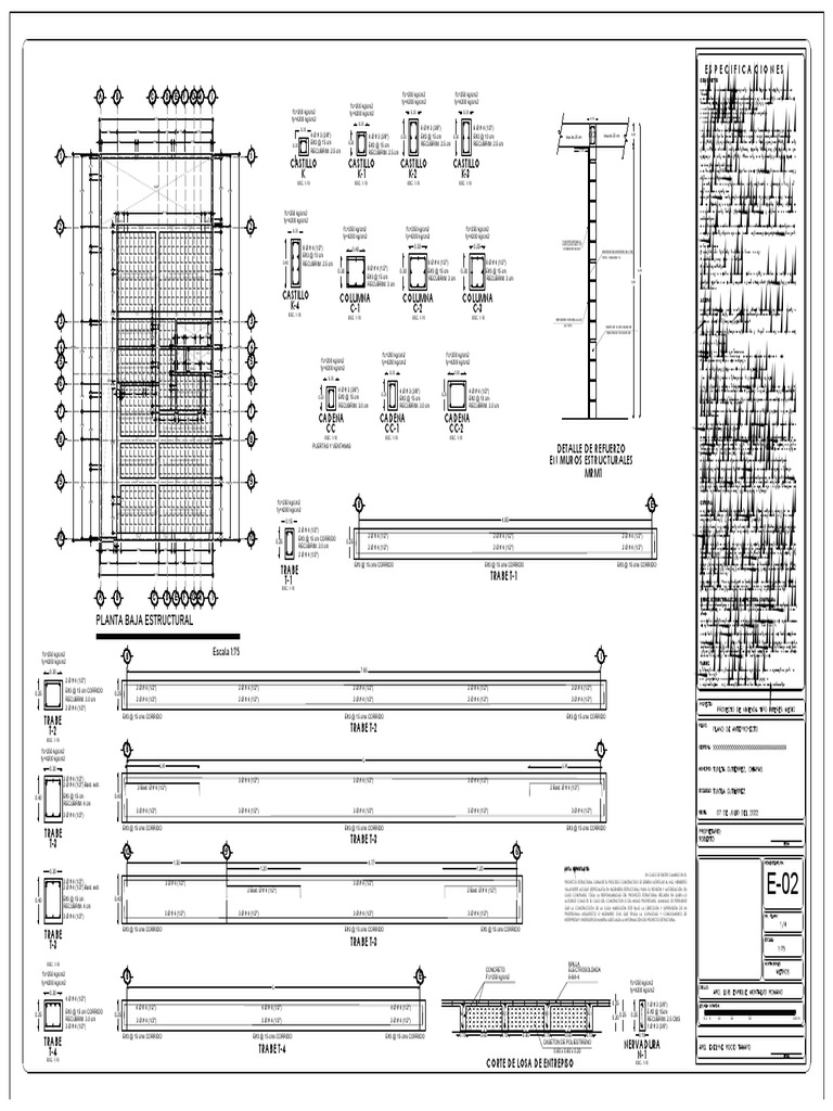 Planta Baja Estructural: en Muros Estructurales Detalle de Refuerzo | PDF | Hormigón | Elementos ...