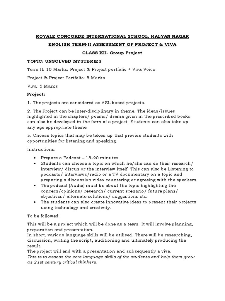 Xii - Term Ii Project Guidelines | PDF | Rubric (Academic) | Human ...