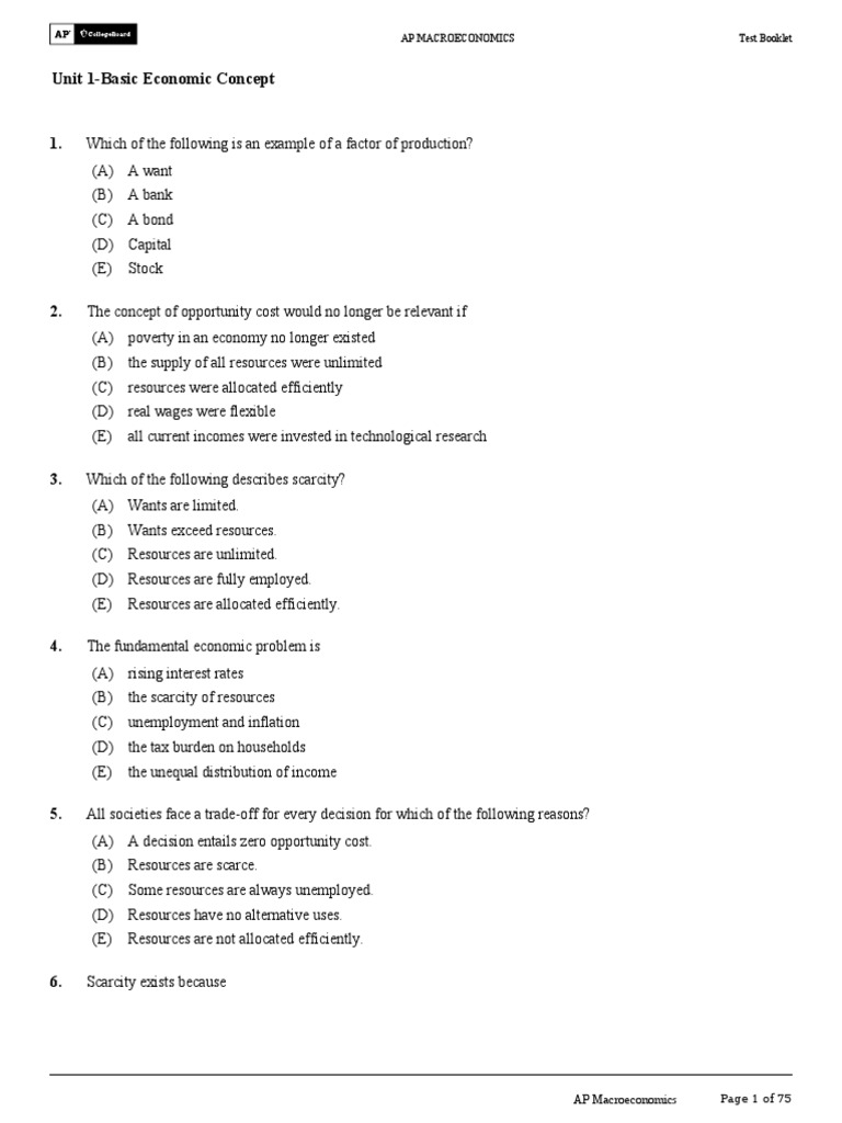 Macroecononics Unit1 Basic Economic Concept | PDF | Supply And Demand ...