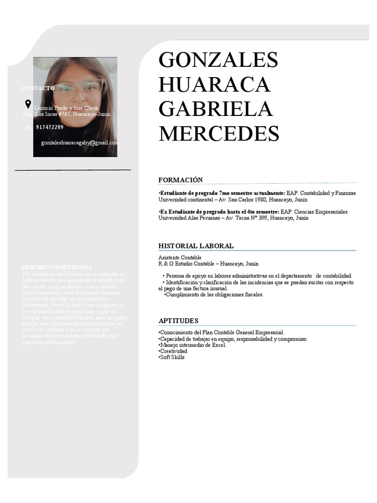 CV - Gonzales Huaraca Gabriela | PDF