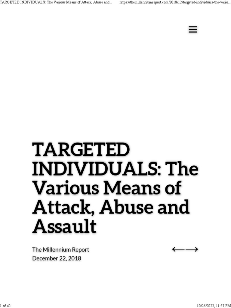 TARGETED INDIVIDUALS The Various Means of Attack, Abuse and Assault ...