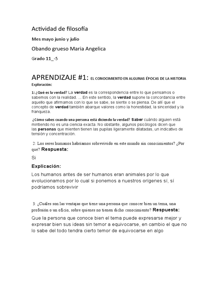 Actividad de Filosofía | PDF | Conocimiento | Empirismo