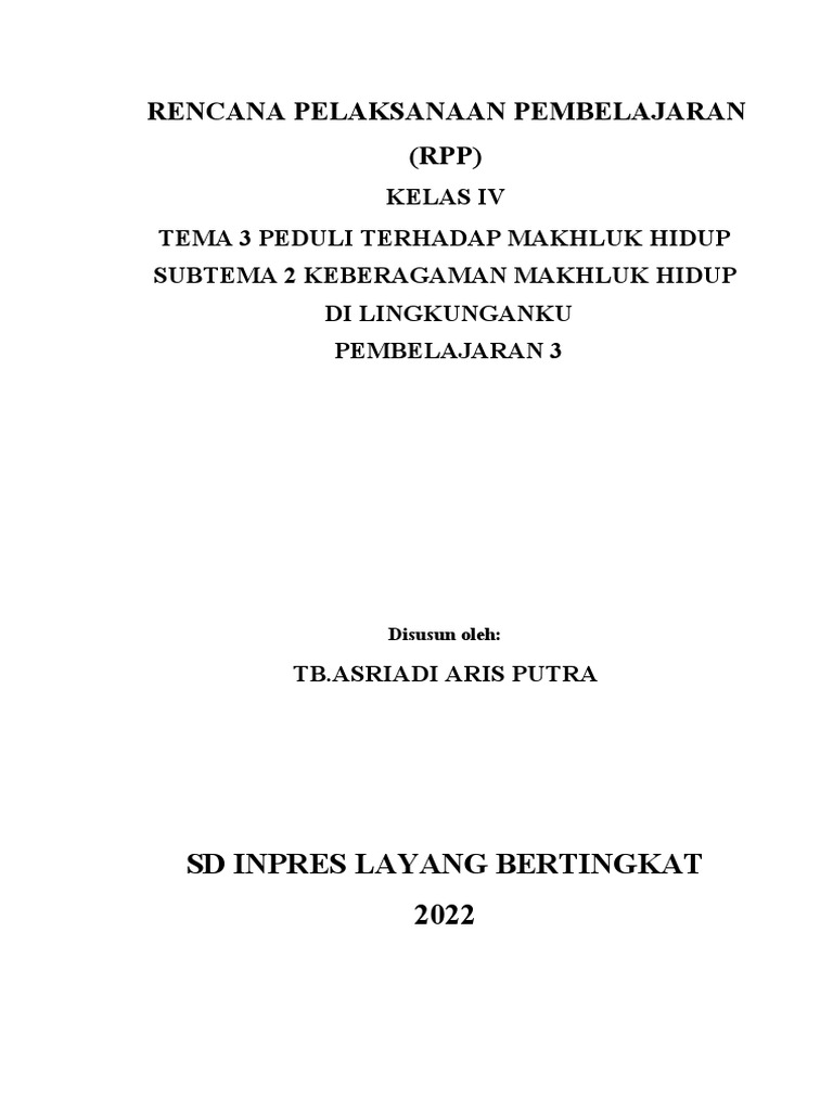 RPP Tema 3 Subtema 2 Semester 1 | PDF
