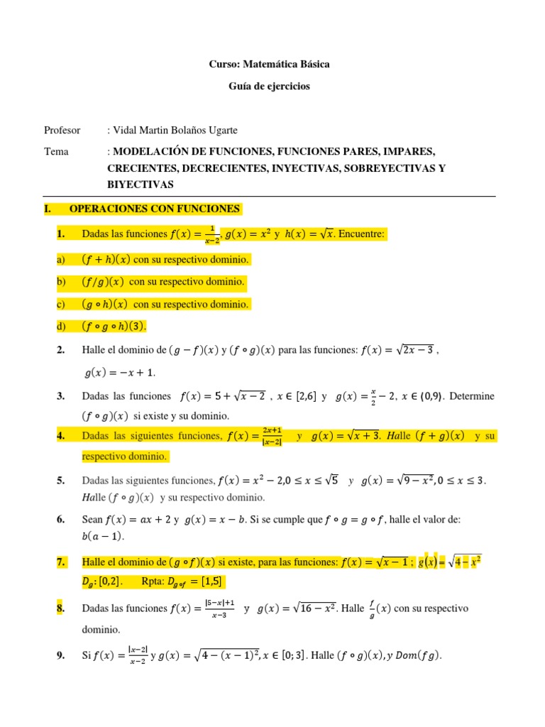 EJERCICIOS DE INYECTIVIDAD, INVERSA Logaritmos | PDF | Matemáticas | Funciones y mapeos