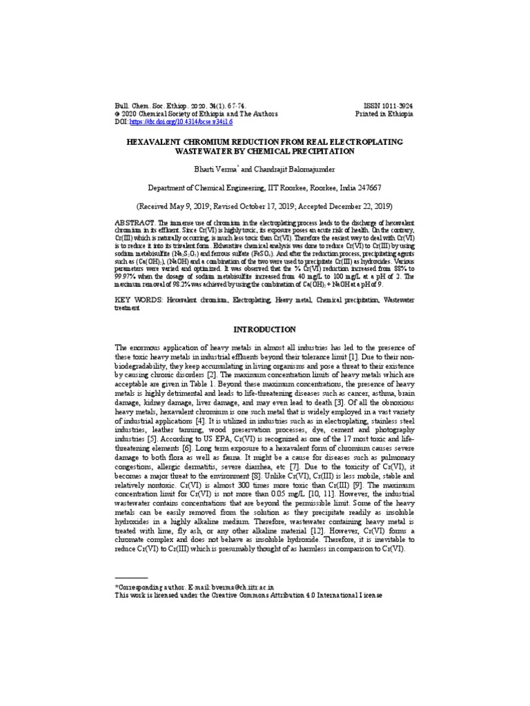 Reducing Hexavalent Chromium in Wastewater | PDF | Chromium | Hydroxide