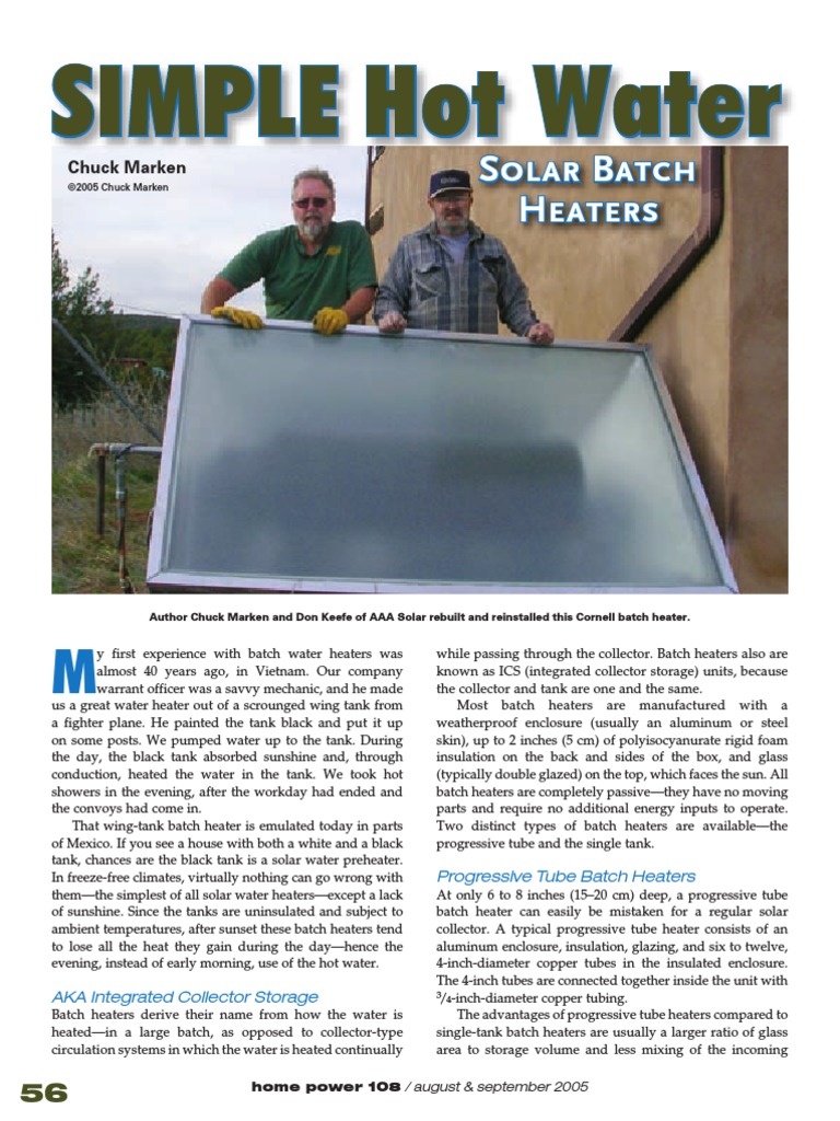 Home Power Magazine - Issue 108 Extract - p56 Simple Hot Water Solar ...