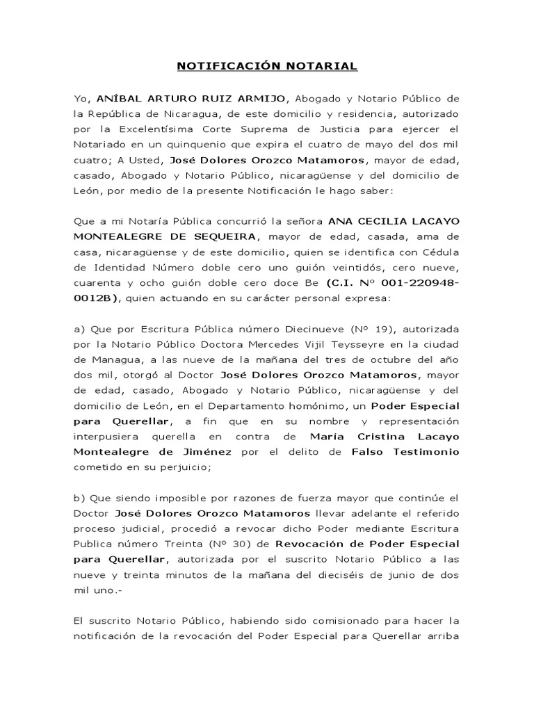 Revocación Poder Notificación | PDF | Derecho Civil (Common Law) | Justicia
