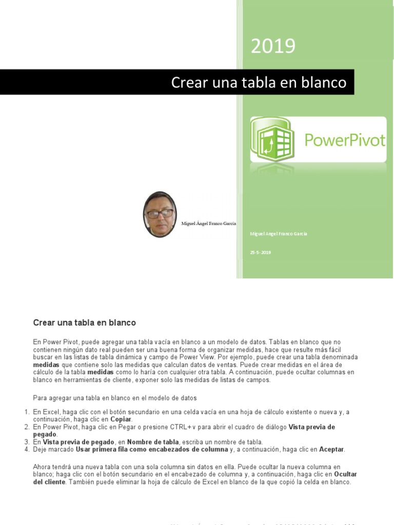 Crear tablas en blanco en Excel | PDF