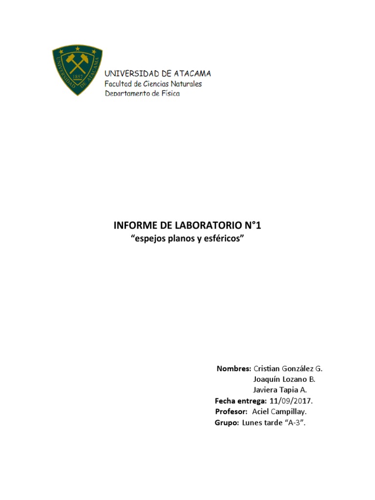Informe de Laboratorio 1 | PDF | Ligero | Óptica