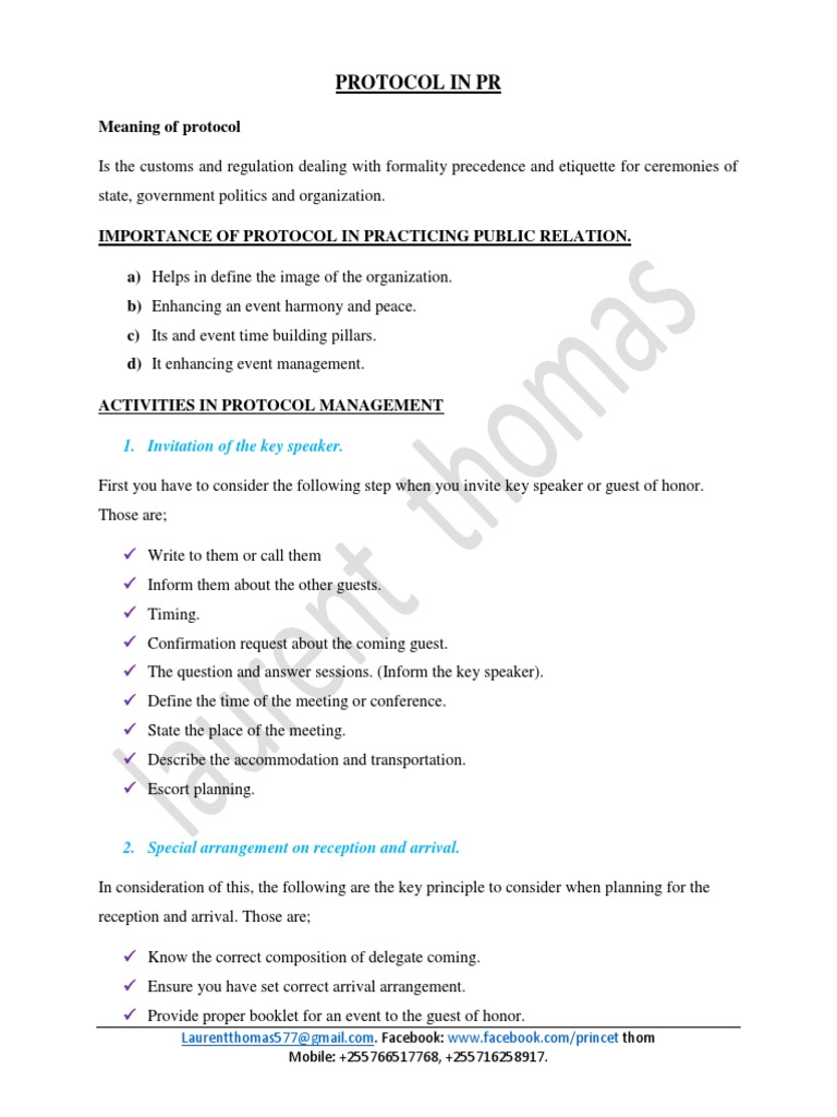 Protocol Tips for PR Professionals | PDF | Communication