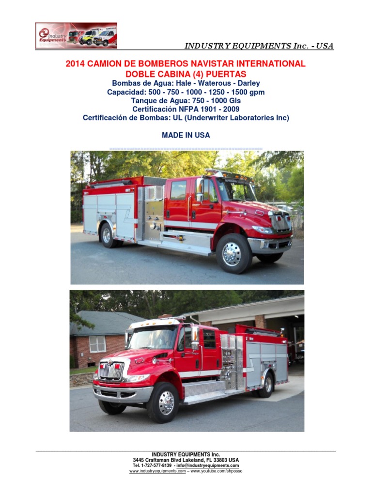 2014 CAMION DE BOMBEROS NAVISTAR INTERNATIONAL (Spanish) | PDF | Bomba | Engranaje