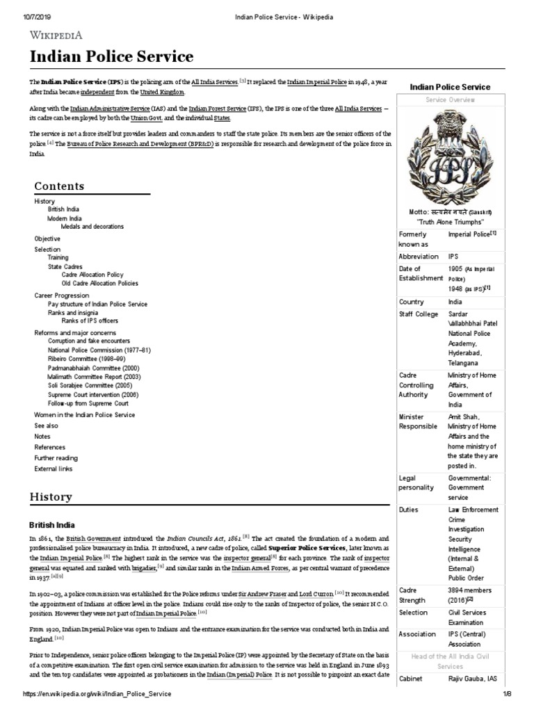 Ips Wikipedia | PDF | Criminal Law | Law Enforcement