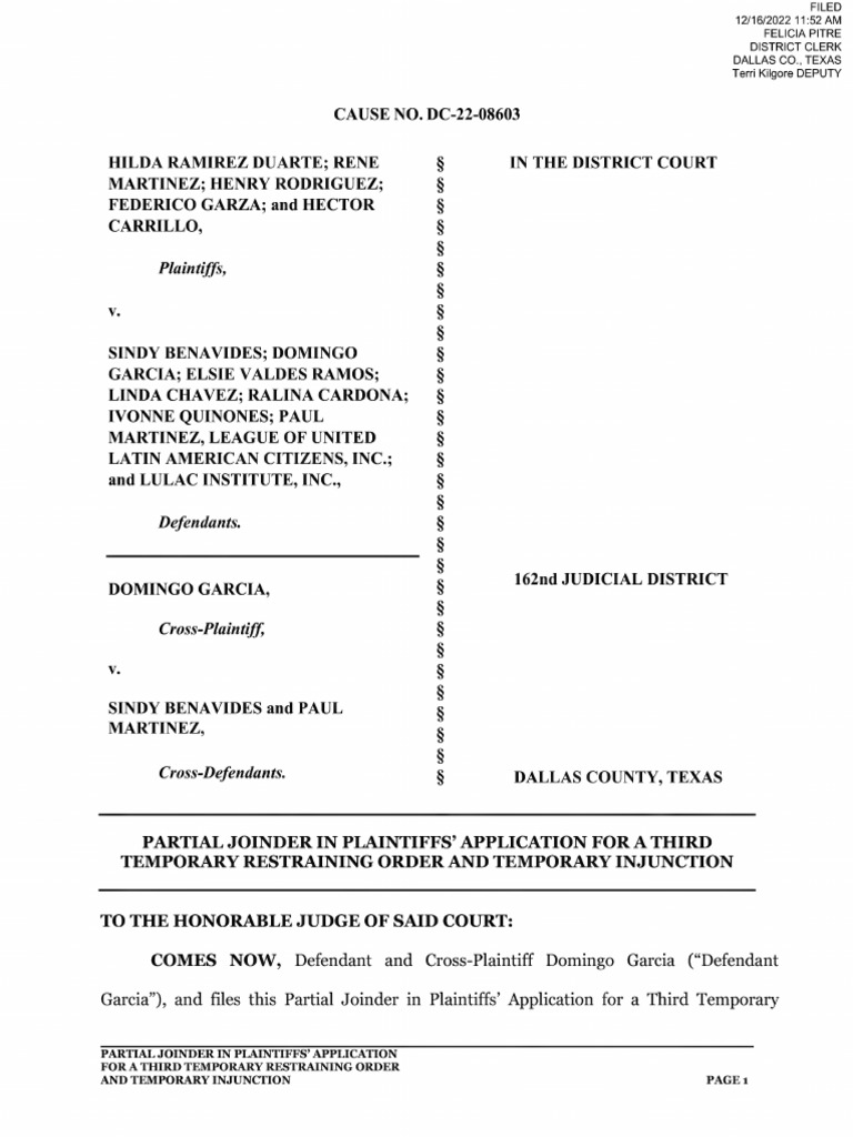 Third Temporary Restraining Order Application | PDF | Injunction | Justice