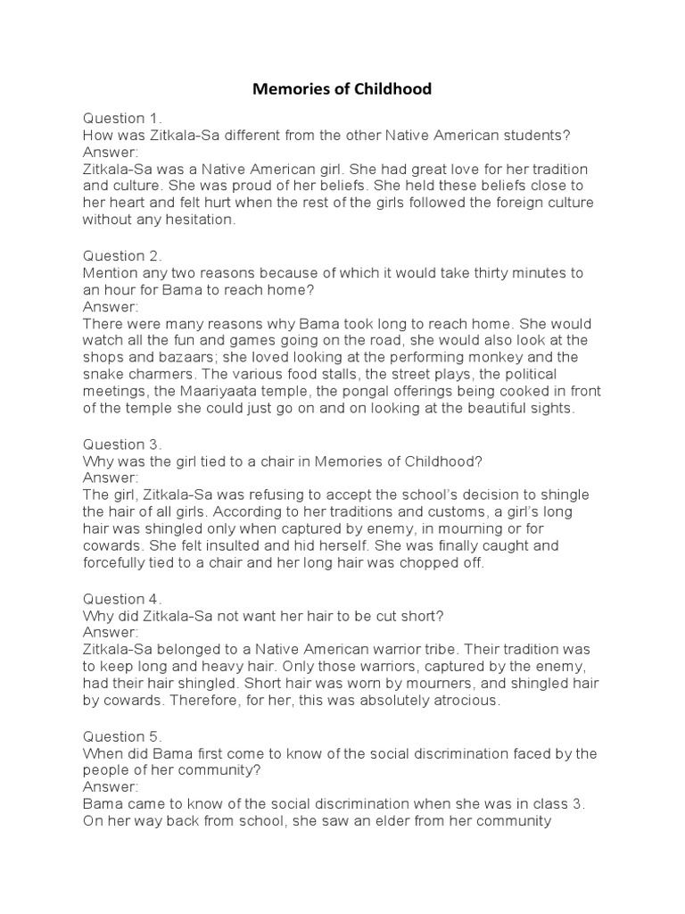 Memories of Childhood | PDF