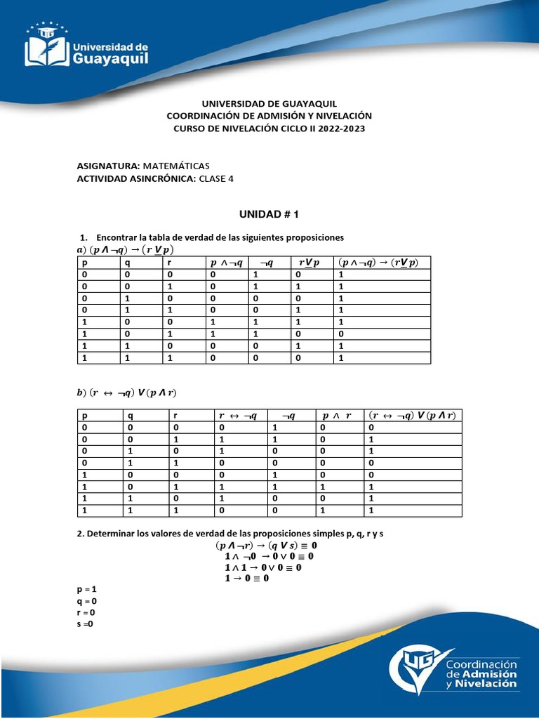 Tarea - U1 - Clase 4 - Matematicas | PDF