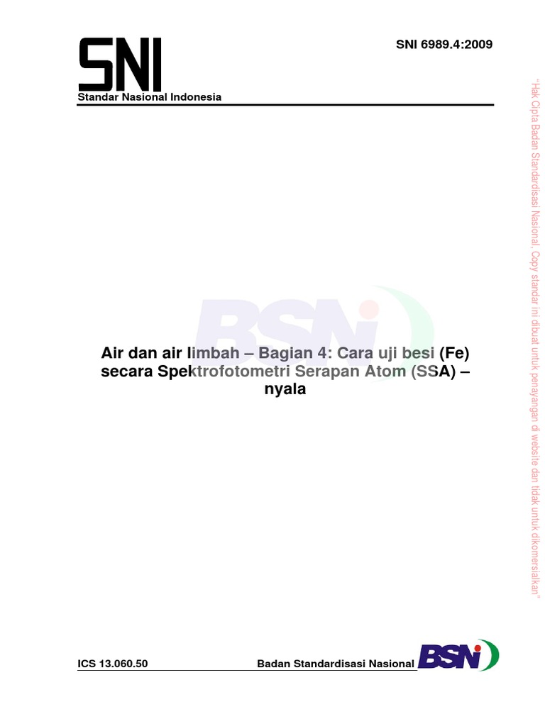 Uji Besi dalam Air dengan SSA SNI 6989.4 | PDF