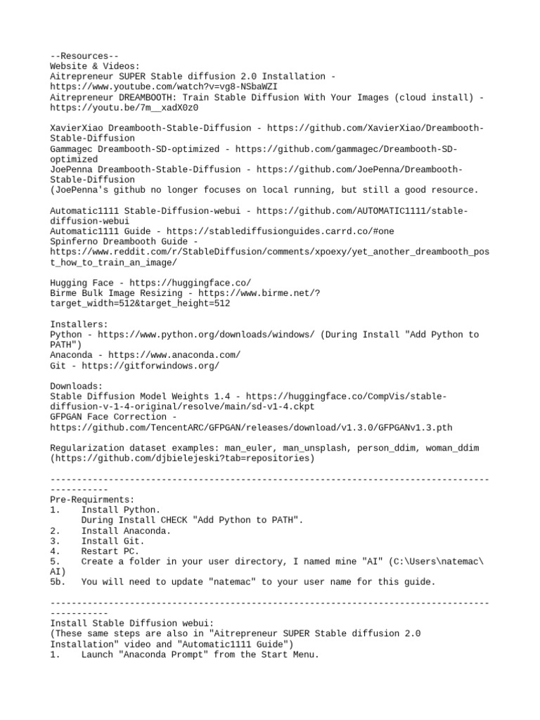 Installing Stable Diffusion & Dreambooth For Windows | PDF | Computer File | Microsoft Windows