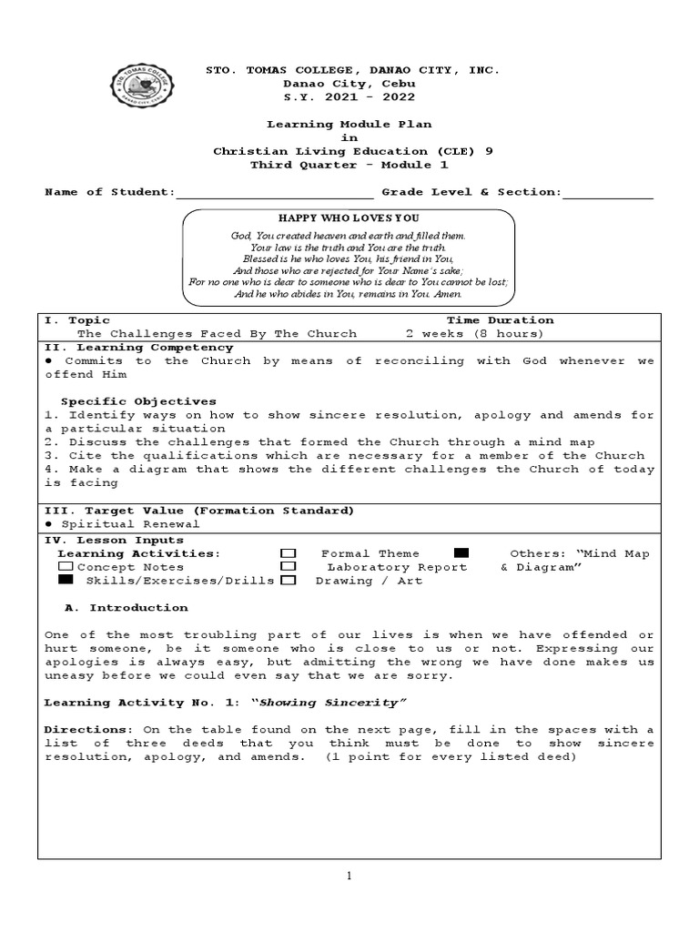 3rd Quarter CLE 9 Module 1 | PDF | Learning