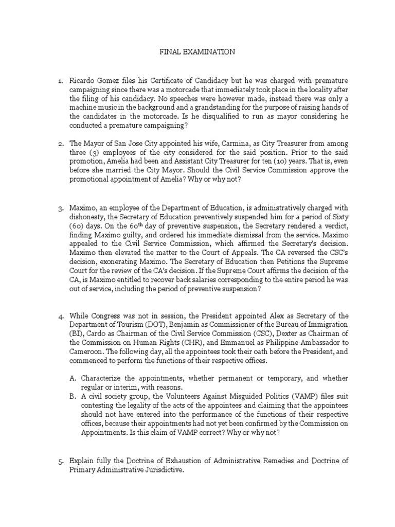 Analysis of Public Administration Scenarios: Appointments, Elections ...