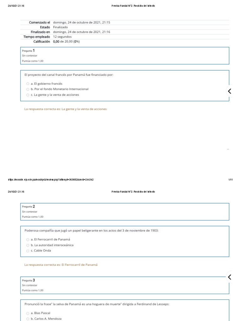Prueba Parcial N 2 Revisi N Del Intentoyo PDF | PDF | Panamá | canal de Panama