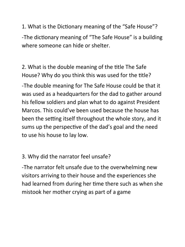 Understanding "The Safe House" | PDF | Narration