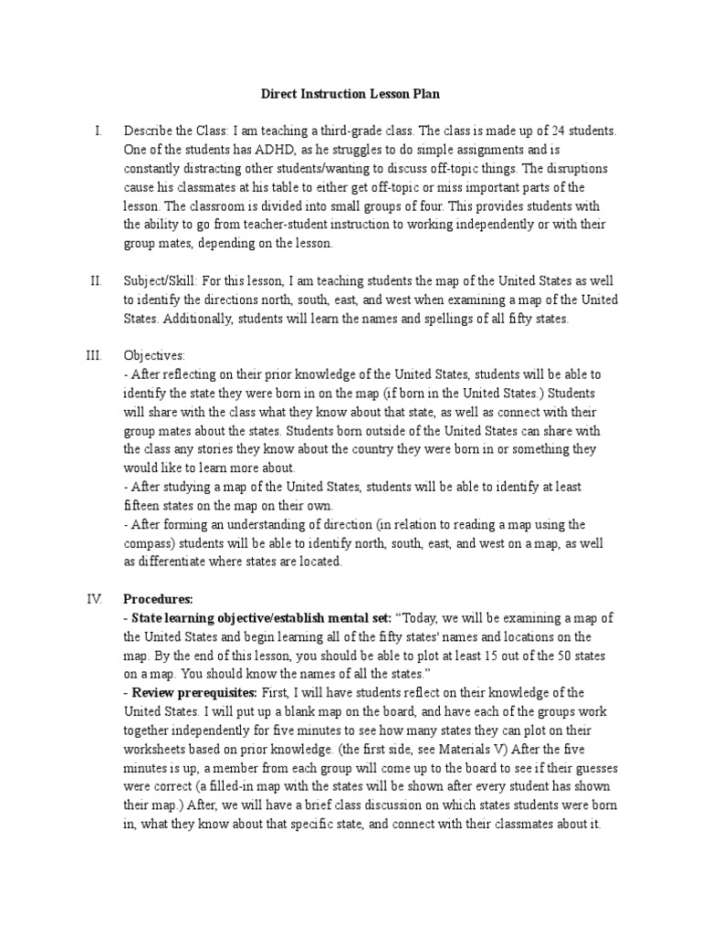 Direct Instruction Lesson Plan | PDF | Lesson Plan | Neuroscience