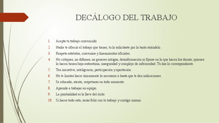 Decálogo Del Trabajo | PDF