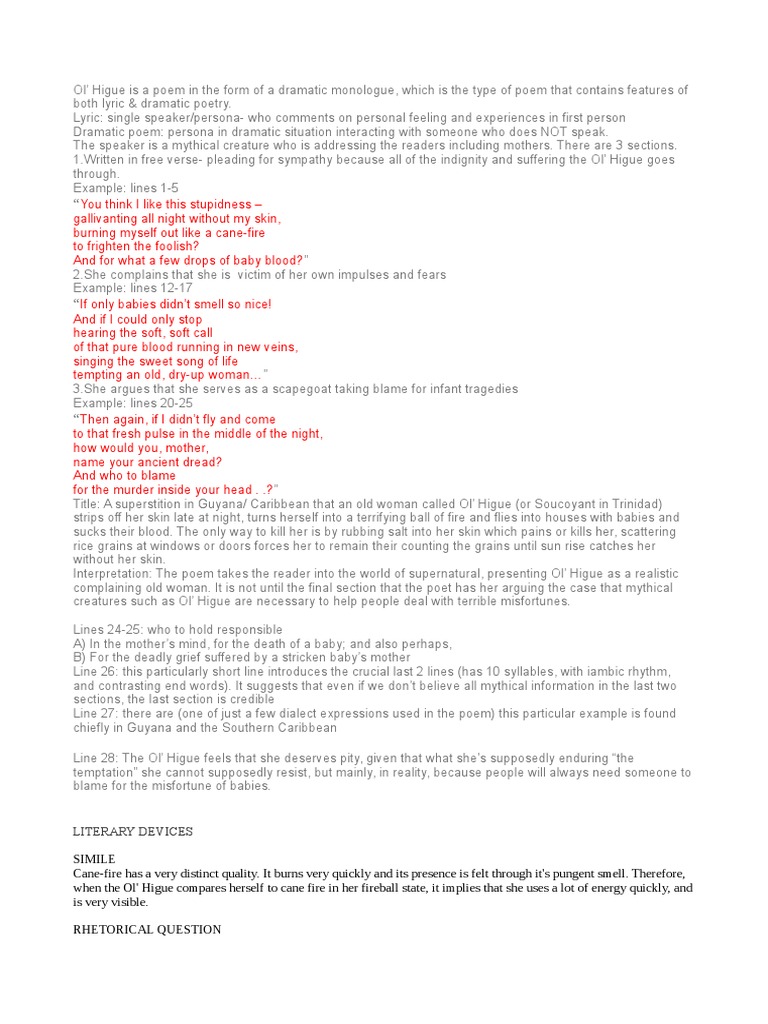 Poem The Ol'Higue | PDF | Poetry