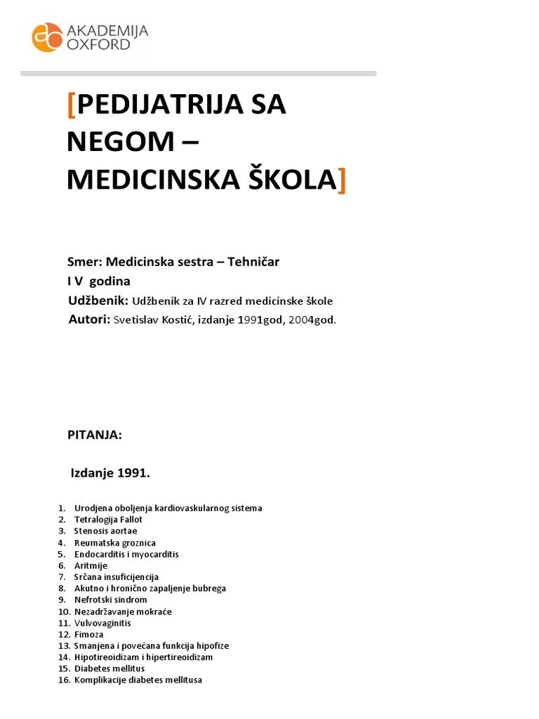 4 Pedijatrija Sa Negom | PDF