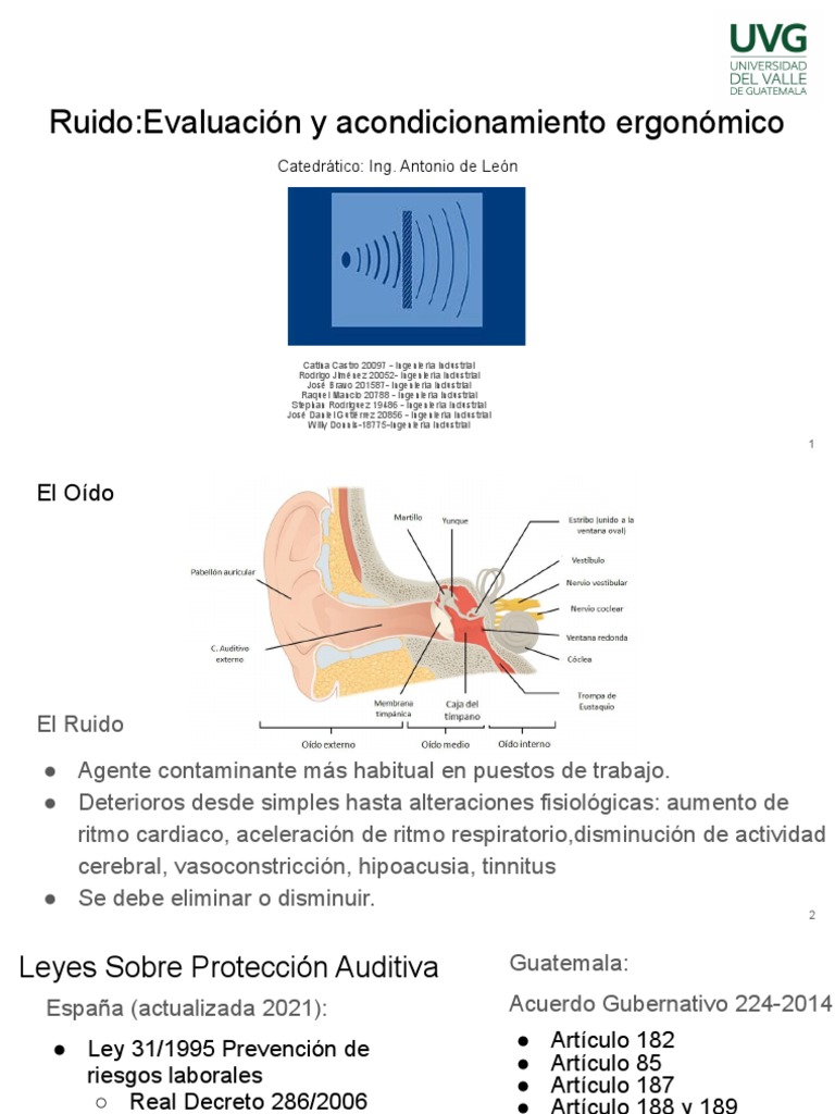Ruido - Evaluación y Acondicionamiento Ergonómico PRESENTACIÓN | PDF ...