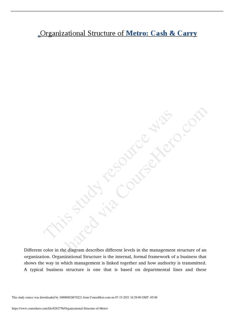 Organizational Structure of Metro | PDF | Human Resources | Division Of ...