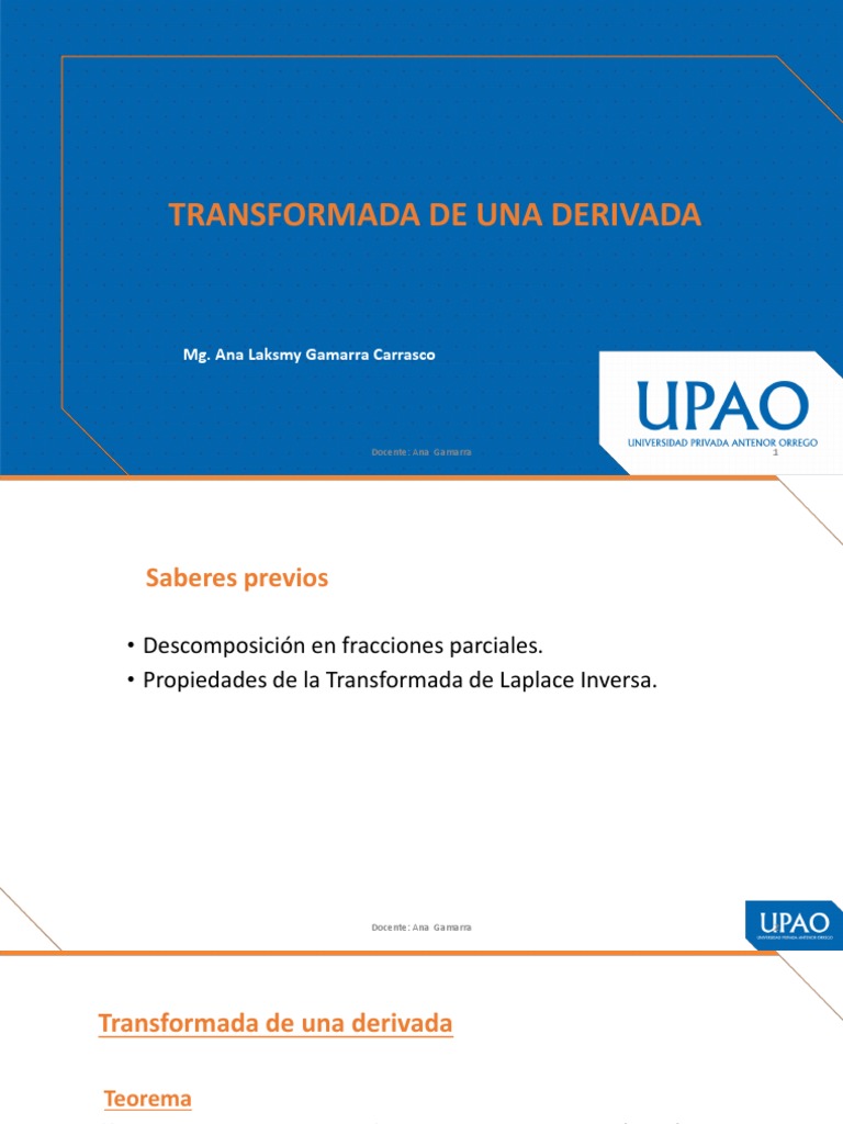 Transformada de Derivadas en Laplace | PDF | Ecuaciones | Transformada ...