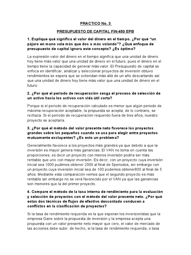 Practico 3 de Finanzas 2 | PDF | Tasa interna de retorno | Compartir (Finanzas)