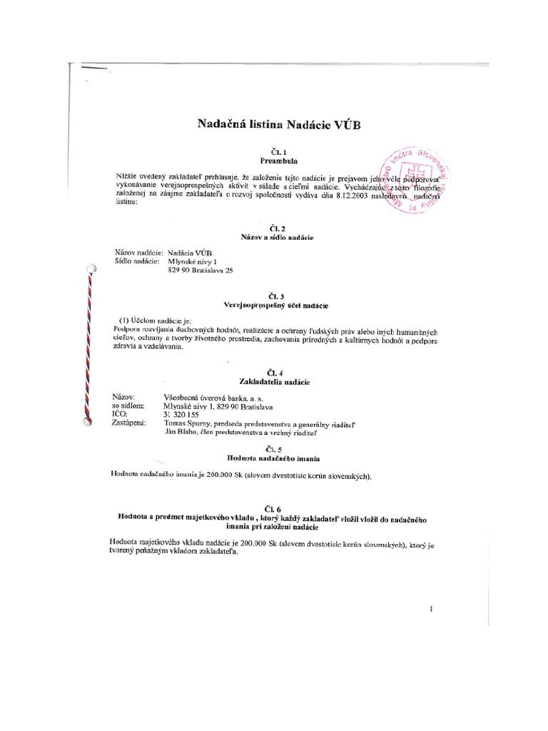 Nadacna Listina Nvub | PDF