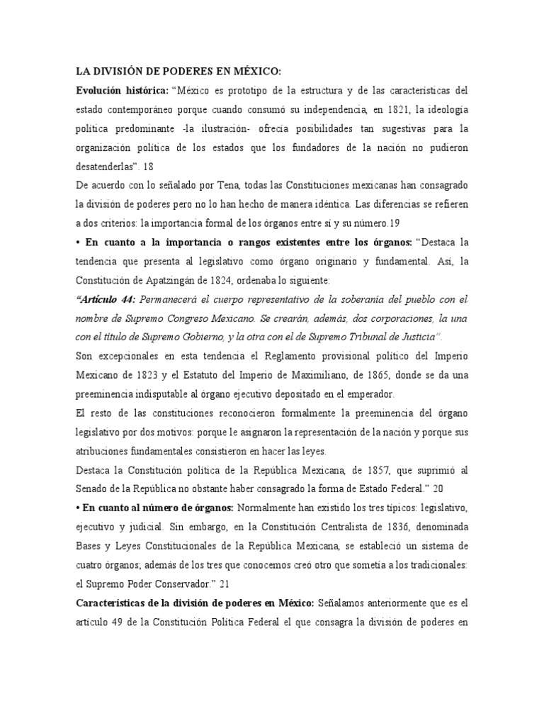 La División de Poderes en México | PDF | Separación de poderes | Democracia