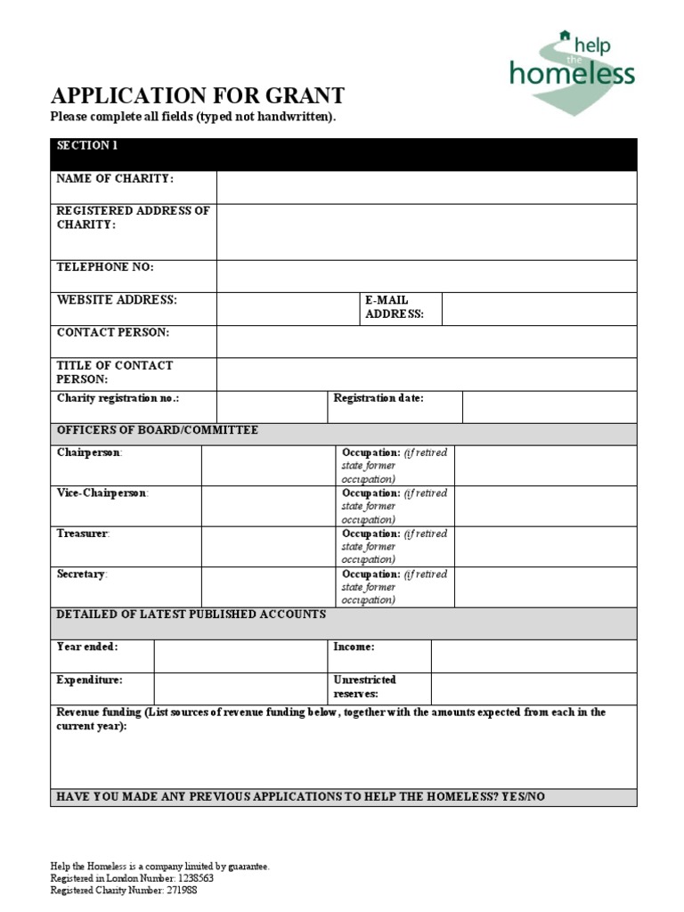 Help The Homeless Application 2017 | PDF | Charitable Organization ...