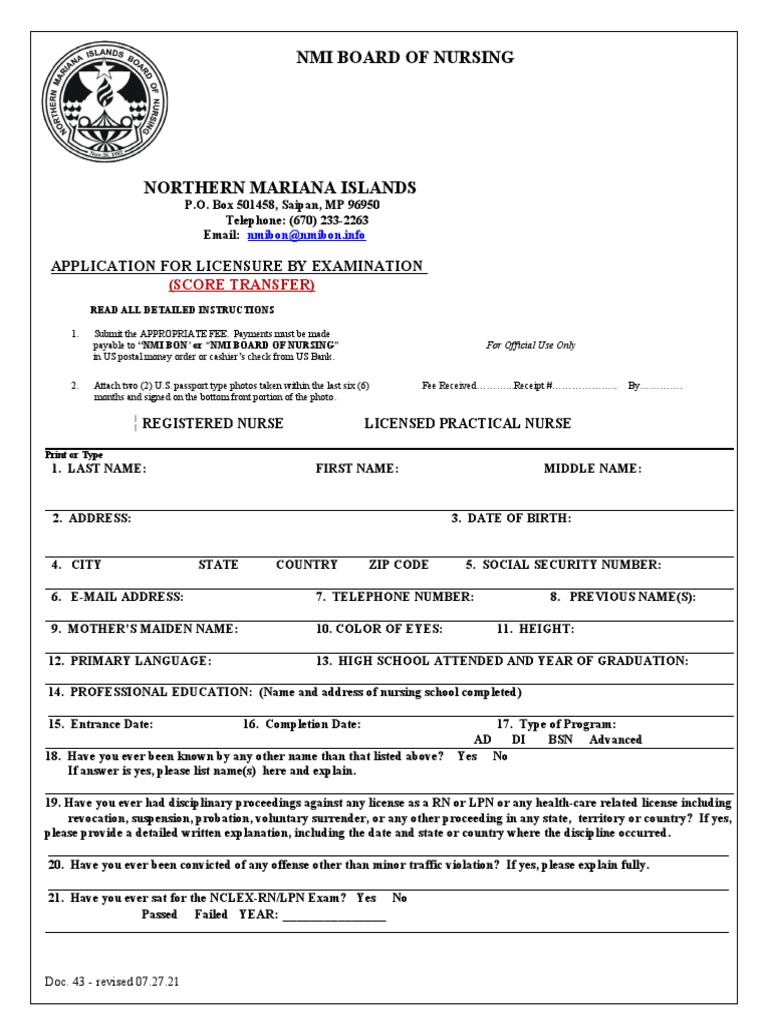 43 Nclex Score Transfer Application 07 27 21 | PDF | National Council ...