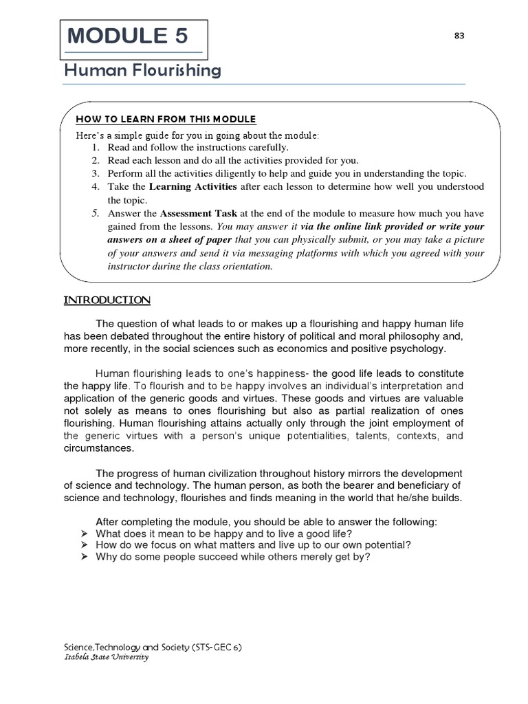 Module5. Human Flourishing | PDF | Happiness | Science